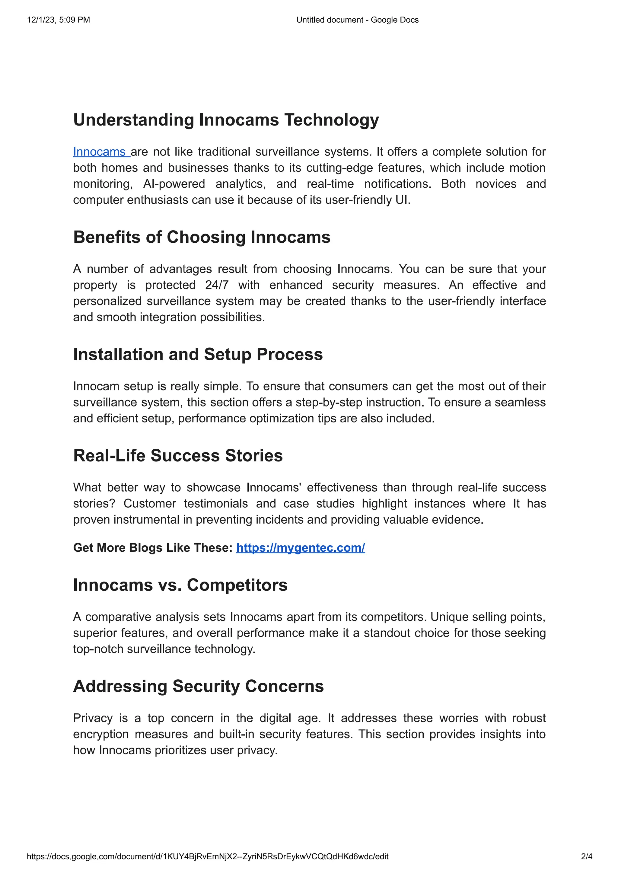 Innocams-Revolutionizing Surveillance with Innovation 2024 | PDF