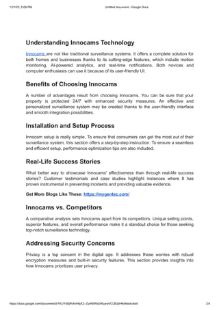 Innocams-Revolutionizing Surveillance with Innovation 2024 | PDF