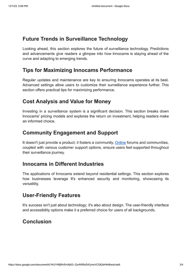 Innocams-Revolutionizing Surveillance with Innovation 2024 | PDF