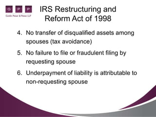 Relief from Joint & Several Liability: Innocent Spouse Relief | PPTX
