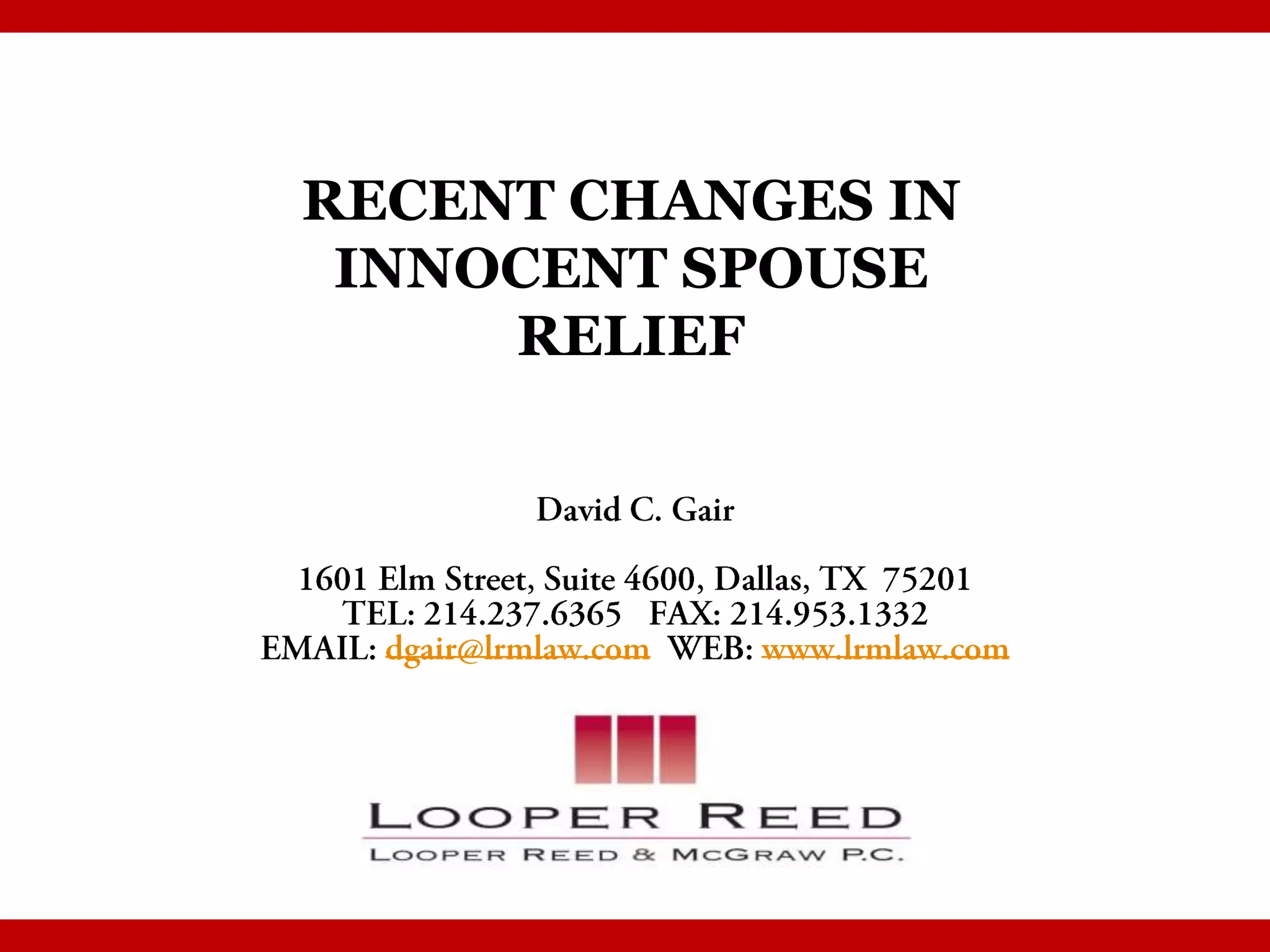 Innocent Spouse Relief | PPTX
