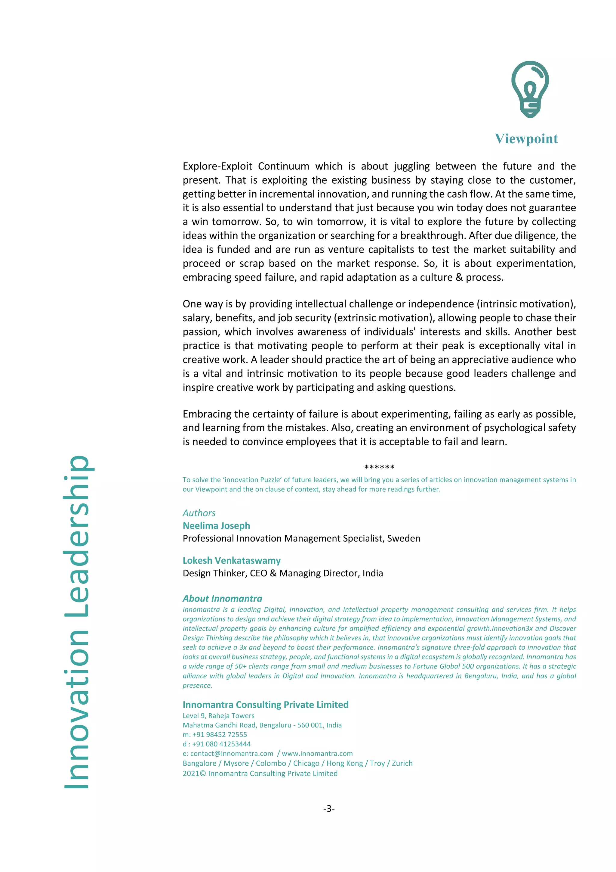 Innomantra's Viewpoint - Casting Innovation Leadership in Future ...