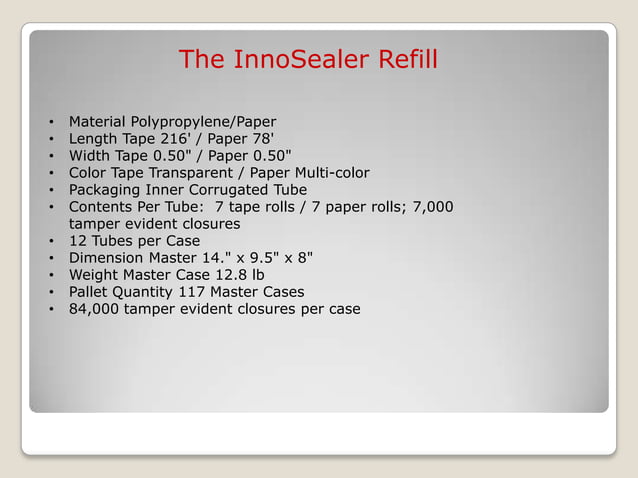 More information about InnoSeal Systems | PPT