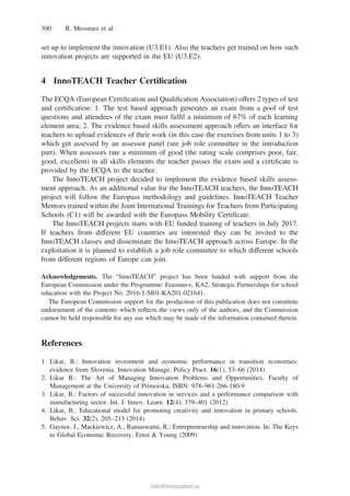 InnoTEACH – Applying Principles of Innovation in School | PDF