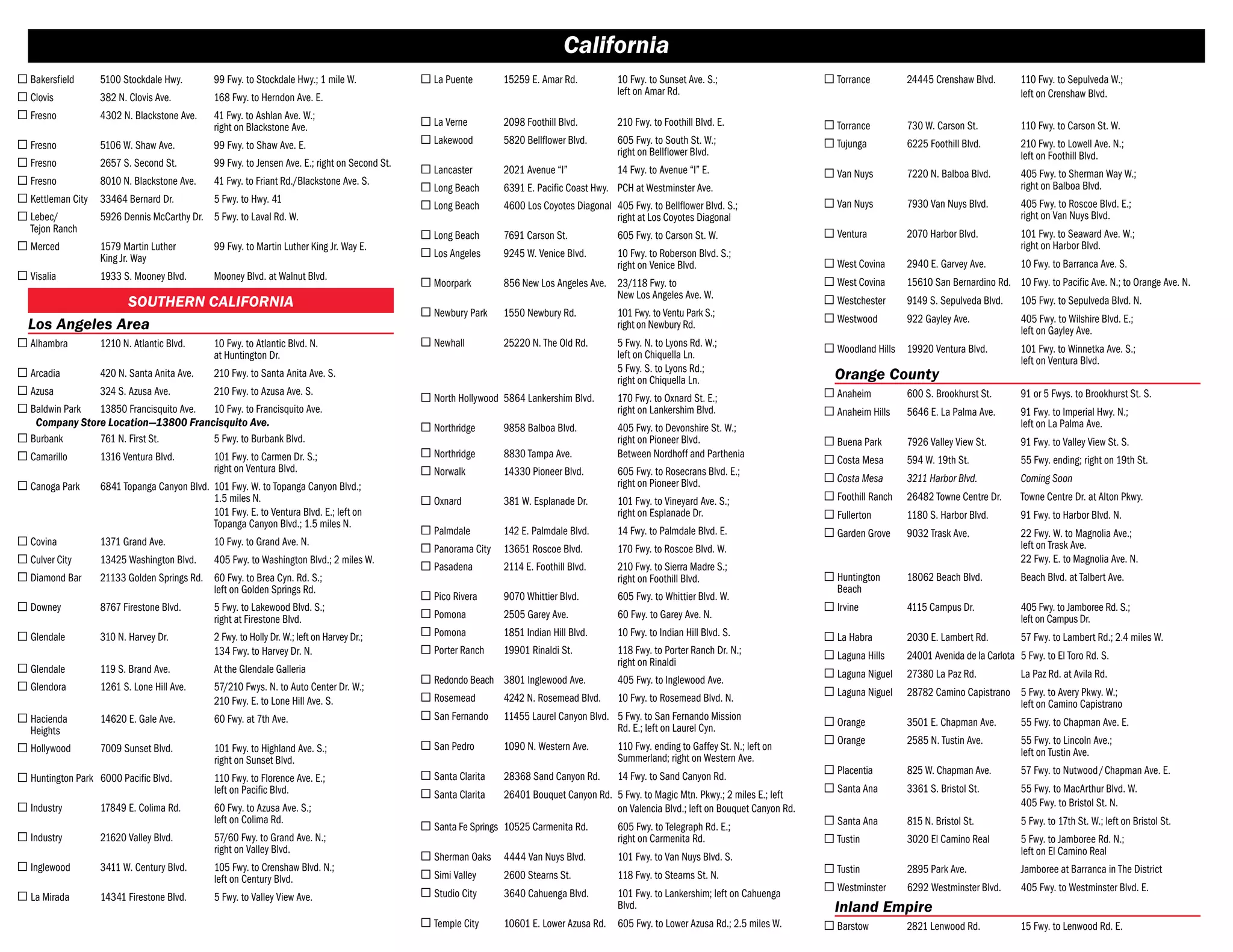 In N Out Burger Locations Printable | PDF