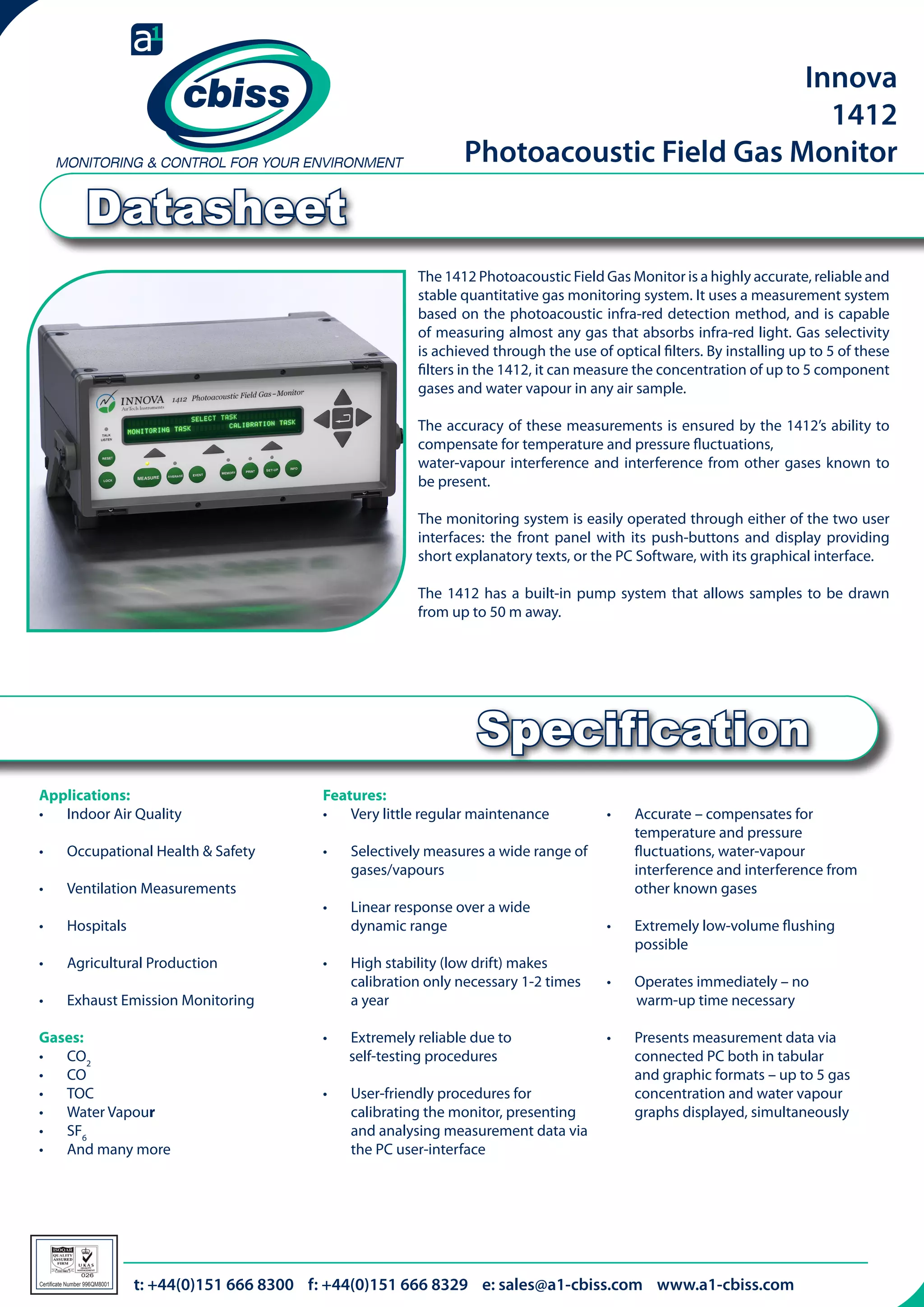 Innova 1412 Gas Monitor | PDF
