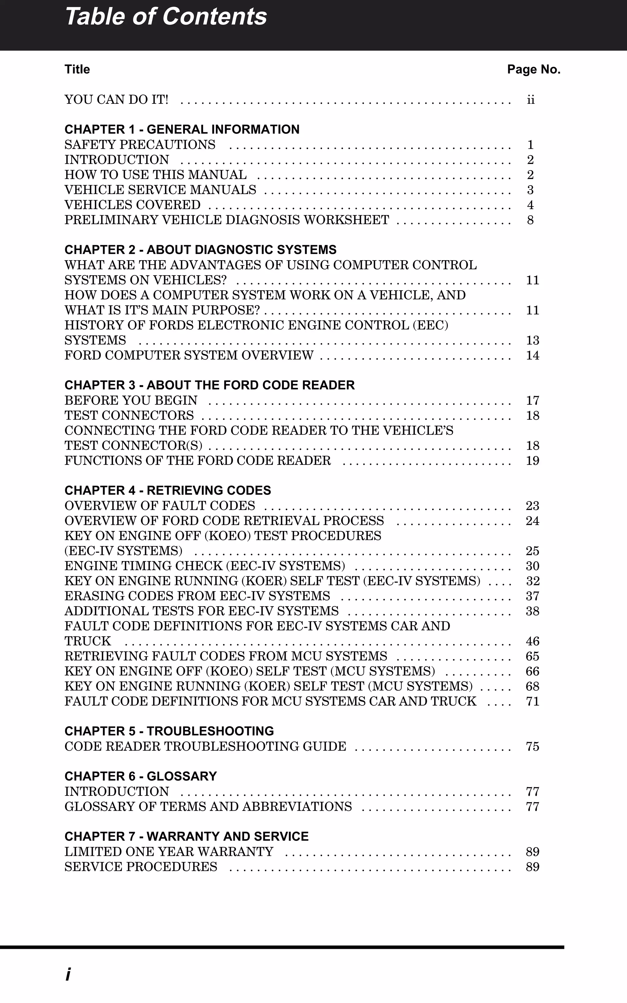 Innova 3145 Ford OBD1 Code Reader User Manual | PDF