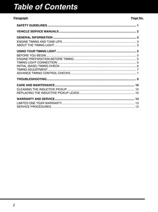 Innova 3551 Inductive Timing Light User Manual | PDF
