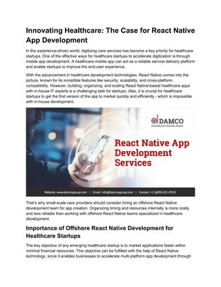 Modernize Healthcare Services with React Native Development | PDF