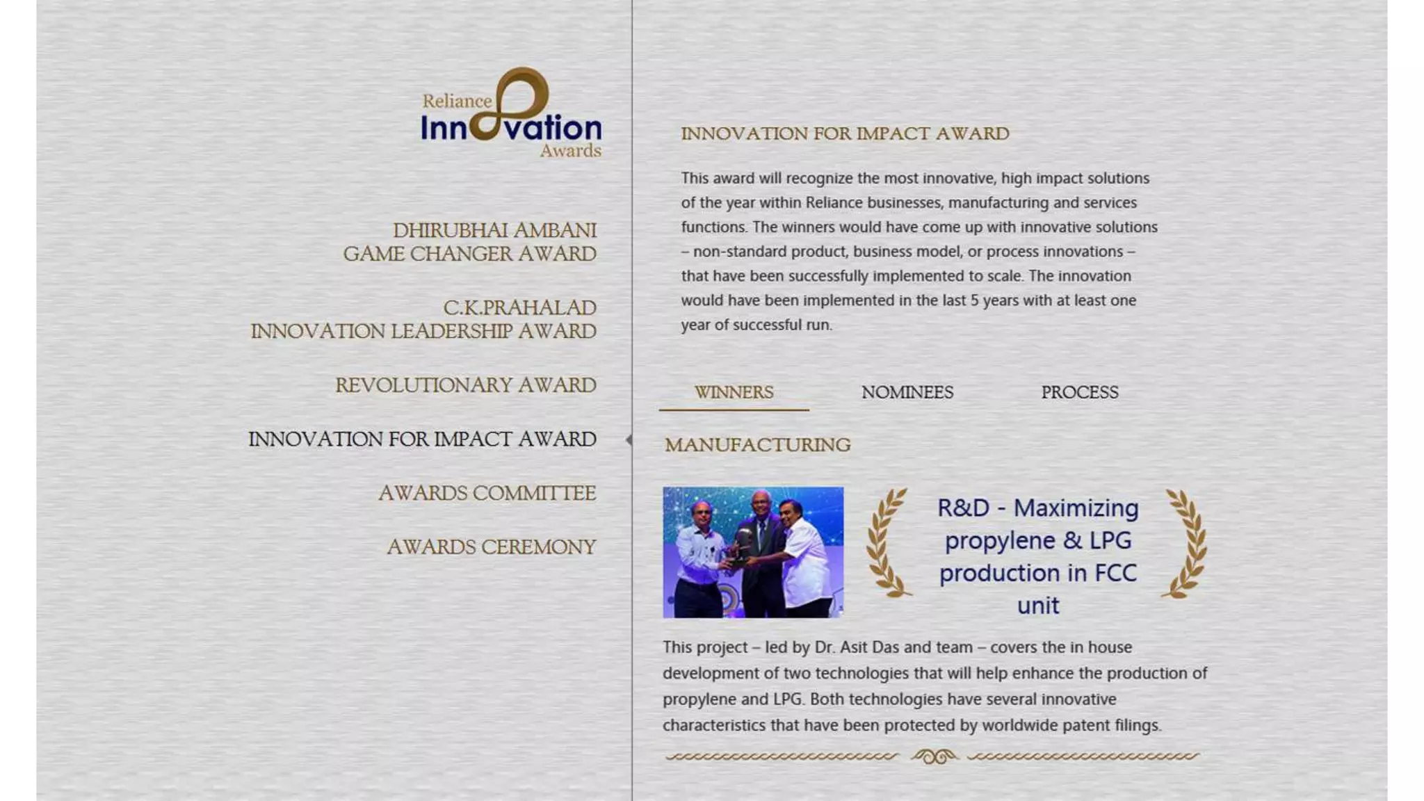 Reliance Innovation Awards 2015 | PPT