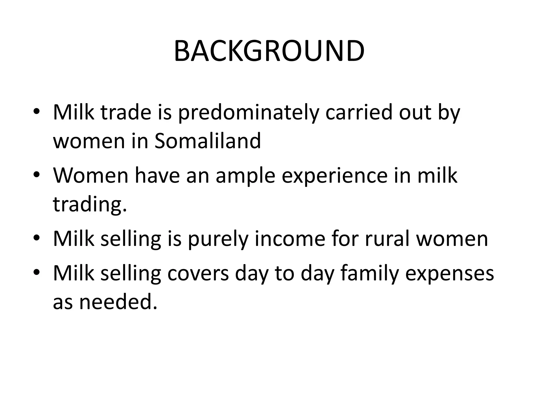 Establishment of Milk Collection Center. NWICDP, Somaliland. | PPTX