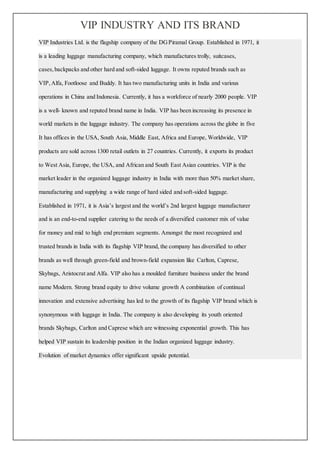 Mini project on VIP industry | DOCX