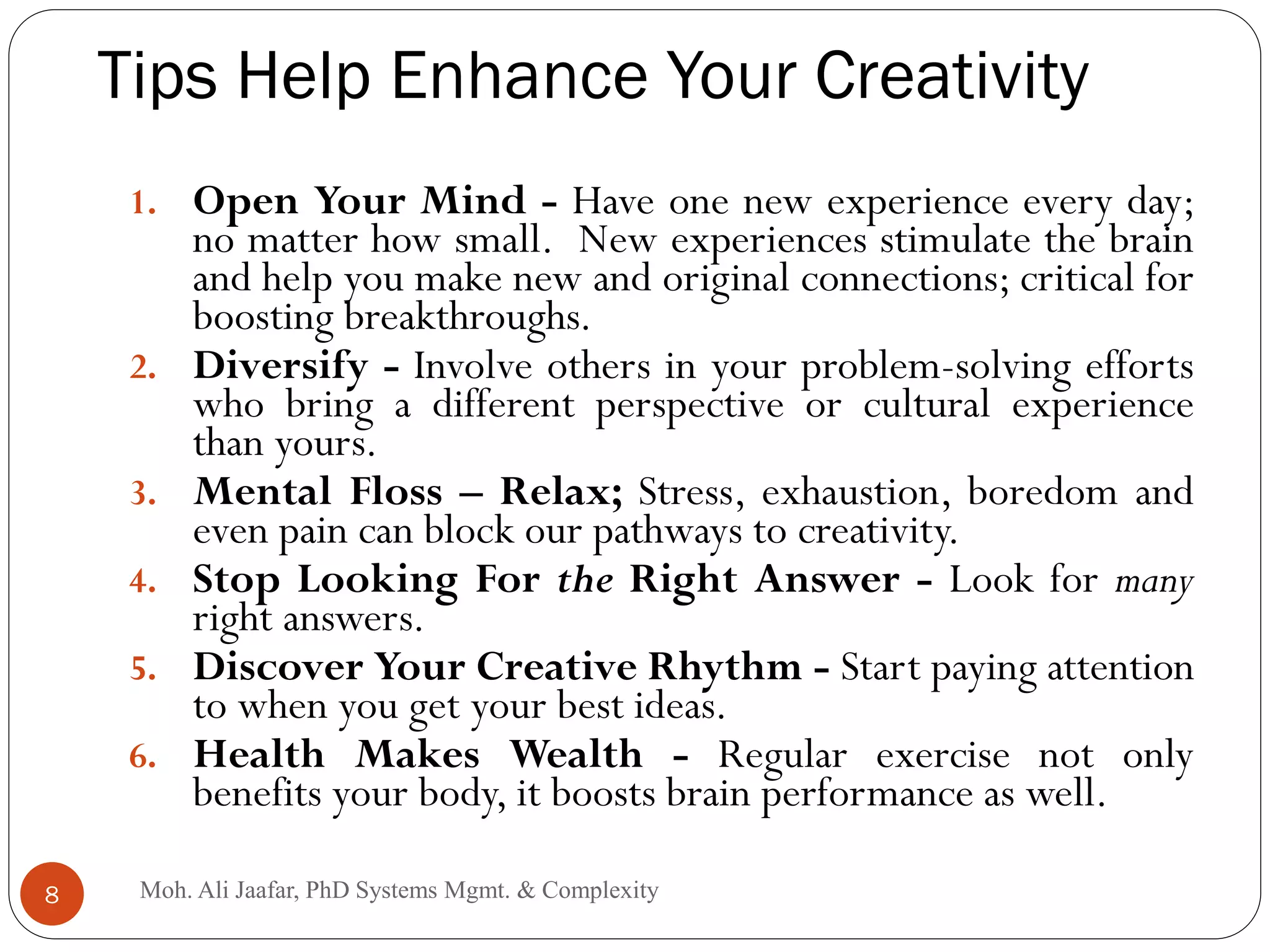 Innovation in a Summary by Mohammad Ali Jaafar | PPT