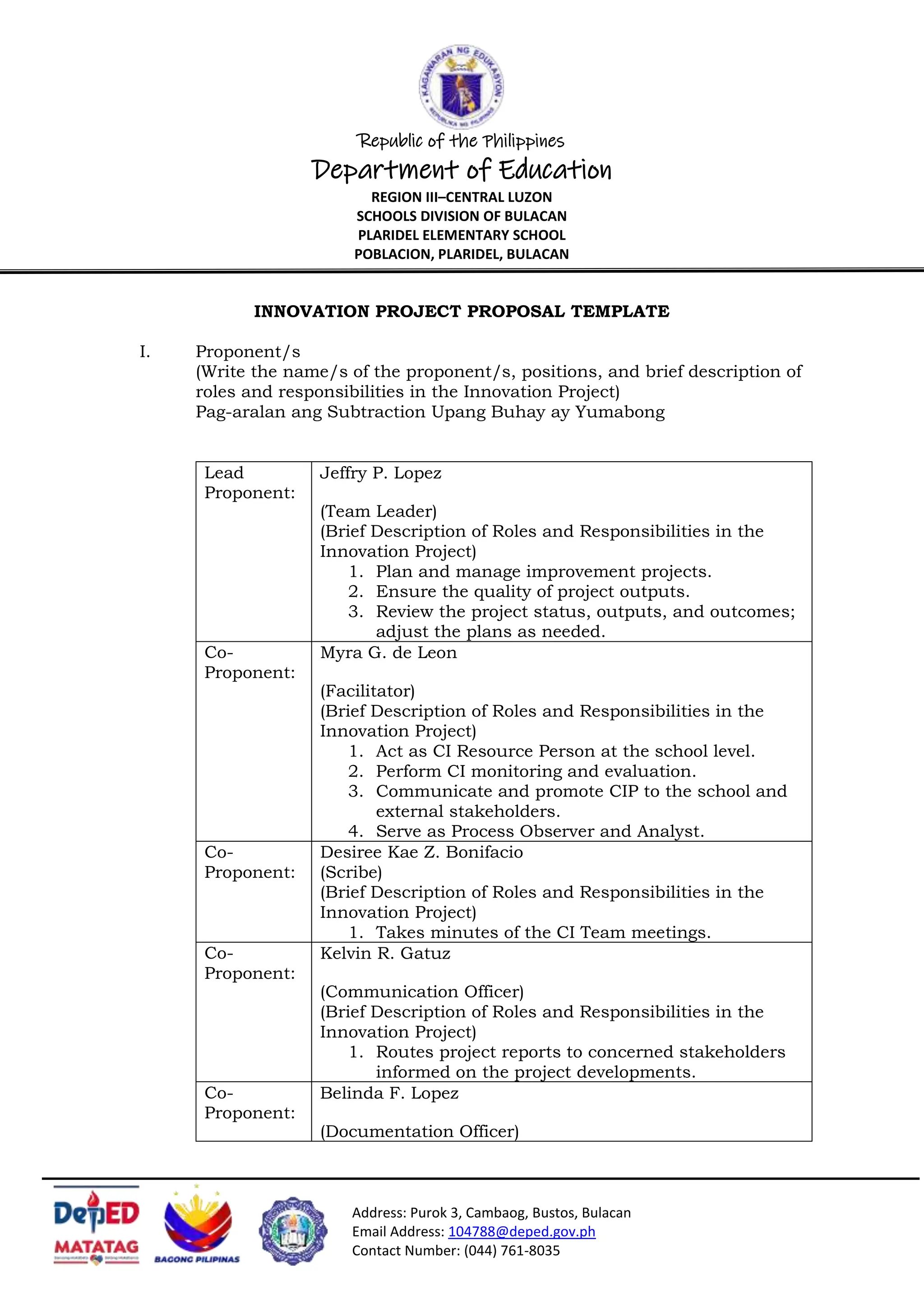 INNOVATION-PROJECT-PROPOSAL. ANNUAL IMPLEMENTATION PLANdocx | DOCX