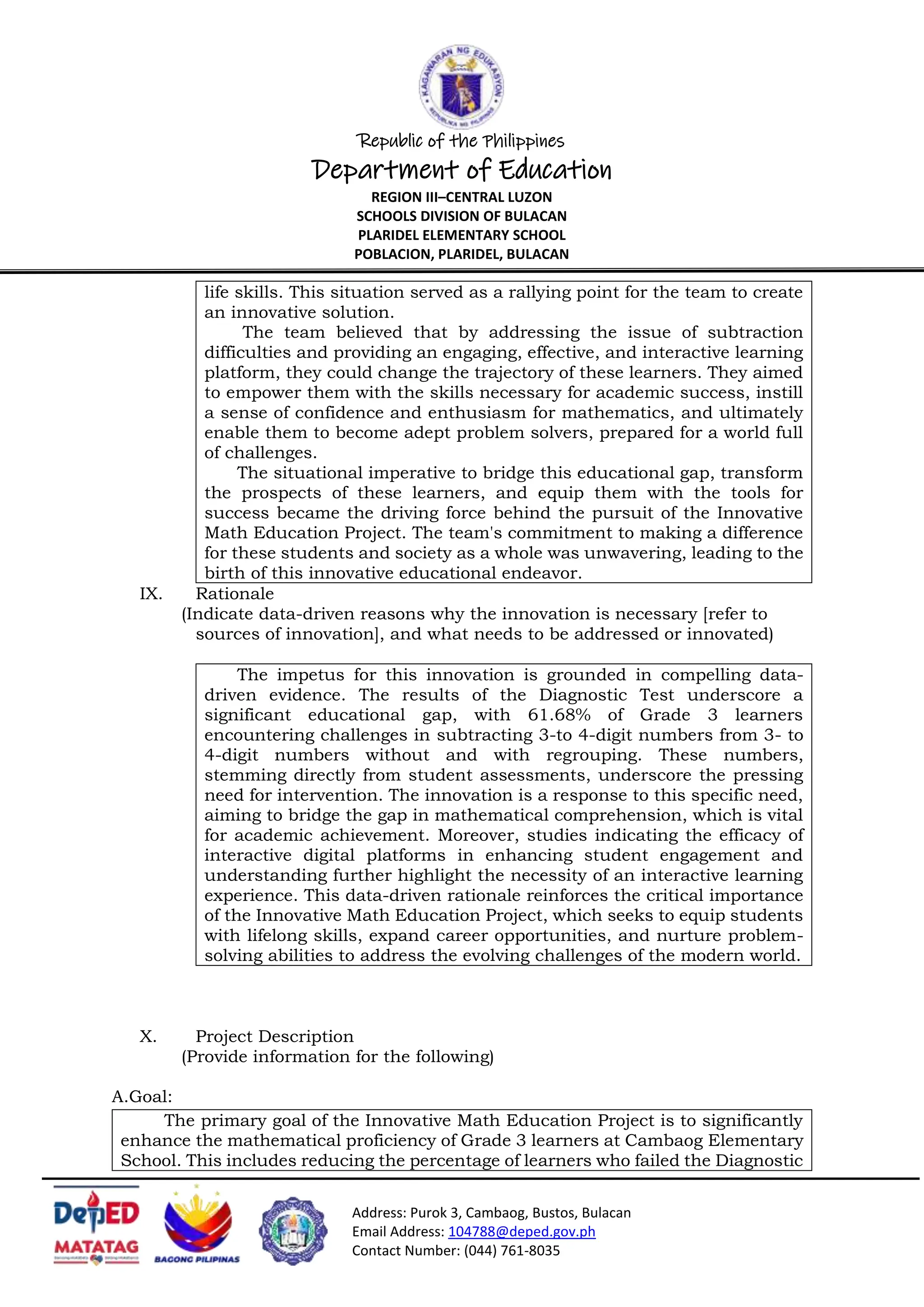 INNOVATION-PROJECT-PROPOSAL. ANNUAL IMPLEMENTATION PLANdocx | DOCX