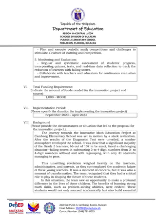 INNOVATION-PROJECT-PROPOSAL. ANNUAL IMPLEMENTATION PLANdocx | DOCX