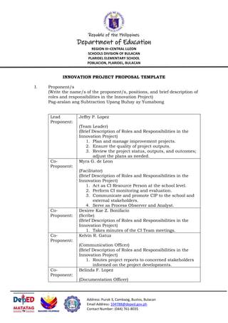 INNOVATION-PROJECT-PROPOSAL. ANNUAL IMPLEMENTATION PLANdocx | PDF