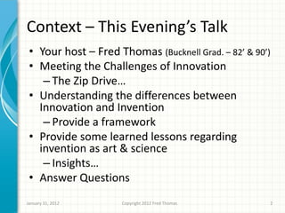 Innovation and Invention - Bucknell Presentation 1-21-2012 fct - final ...