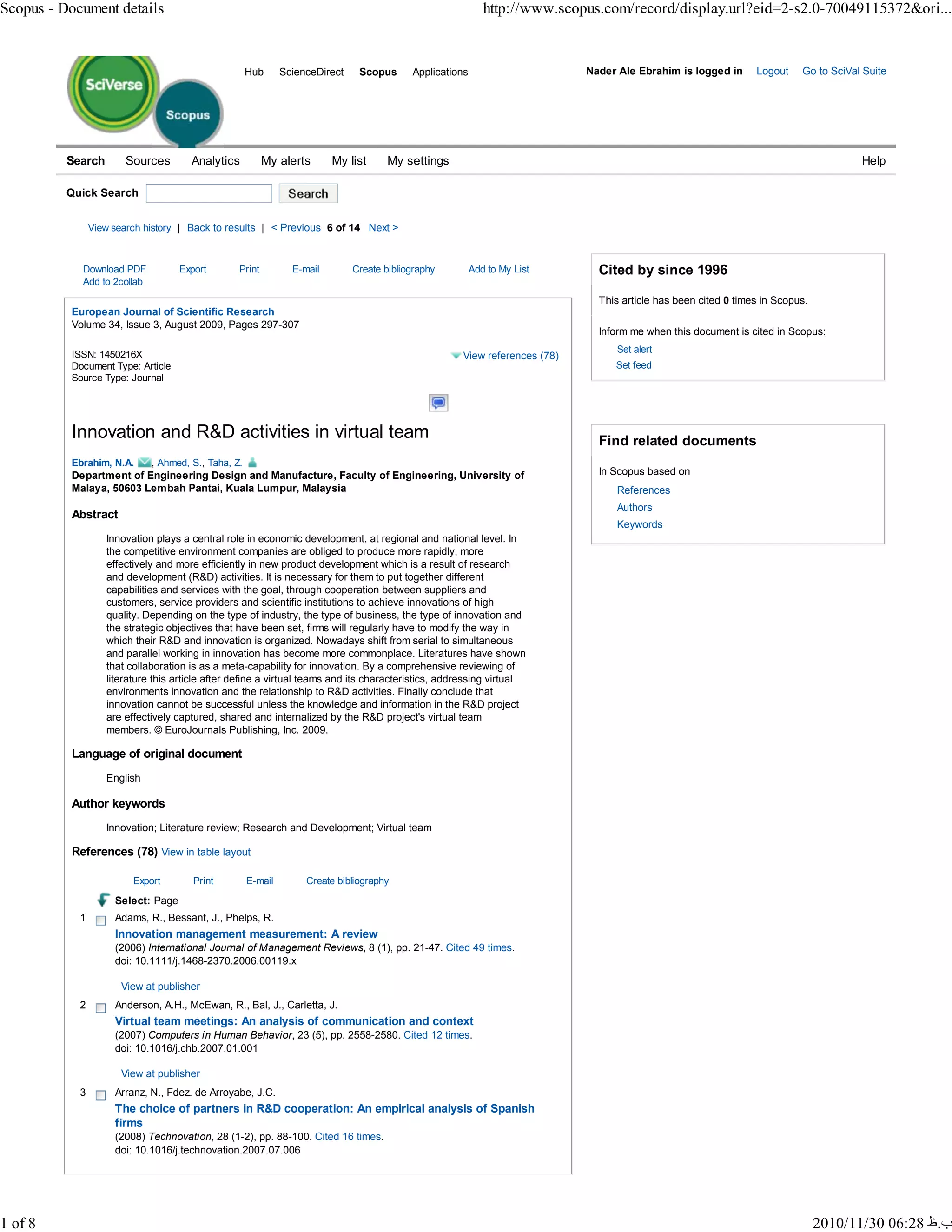 Innovation and r&d activities in virtual team | PDF