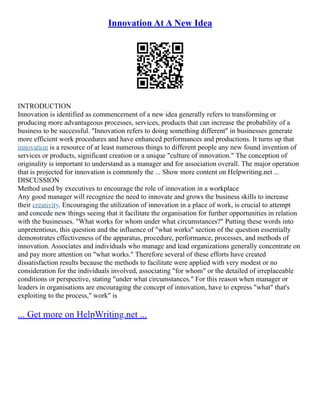 Innovation At A New Idea | PDF