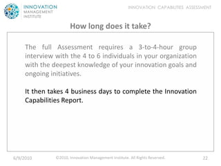 Innovation Capabilities Assessment - Introduction | PDF