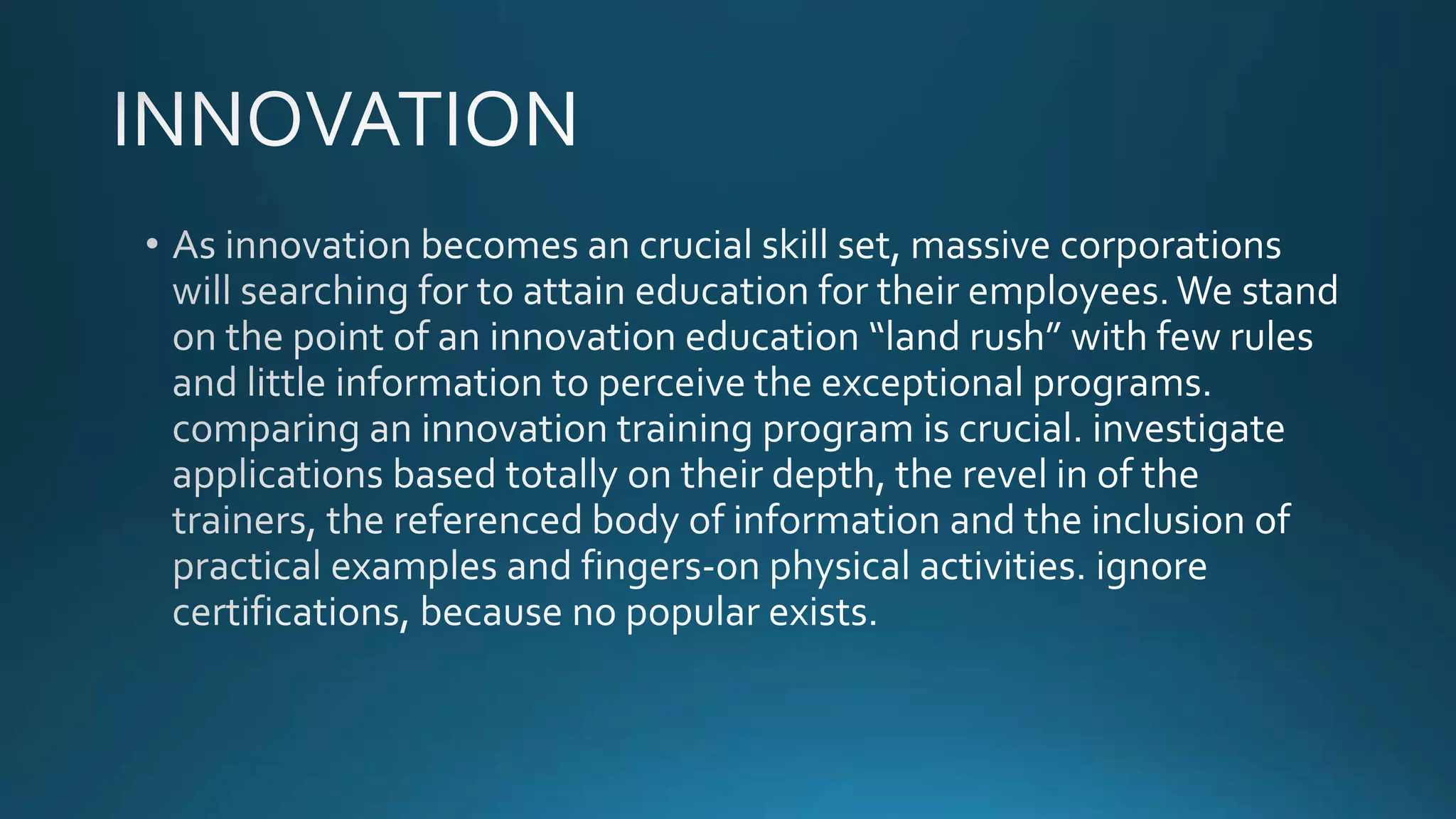 Innovation certification | PPTX