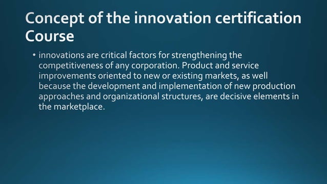 Innovation certification | PPTX