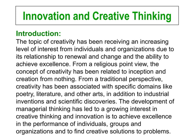 Innovation+creative thinking hamadeh | PPT