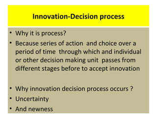 Innovation decision process | PPT | Agriculture | Industries