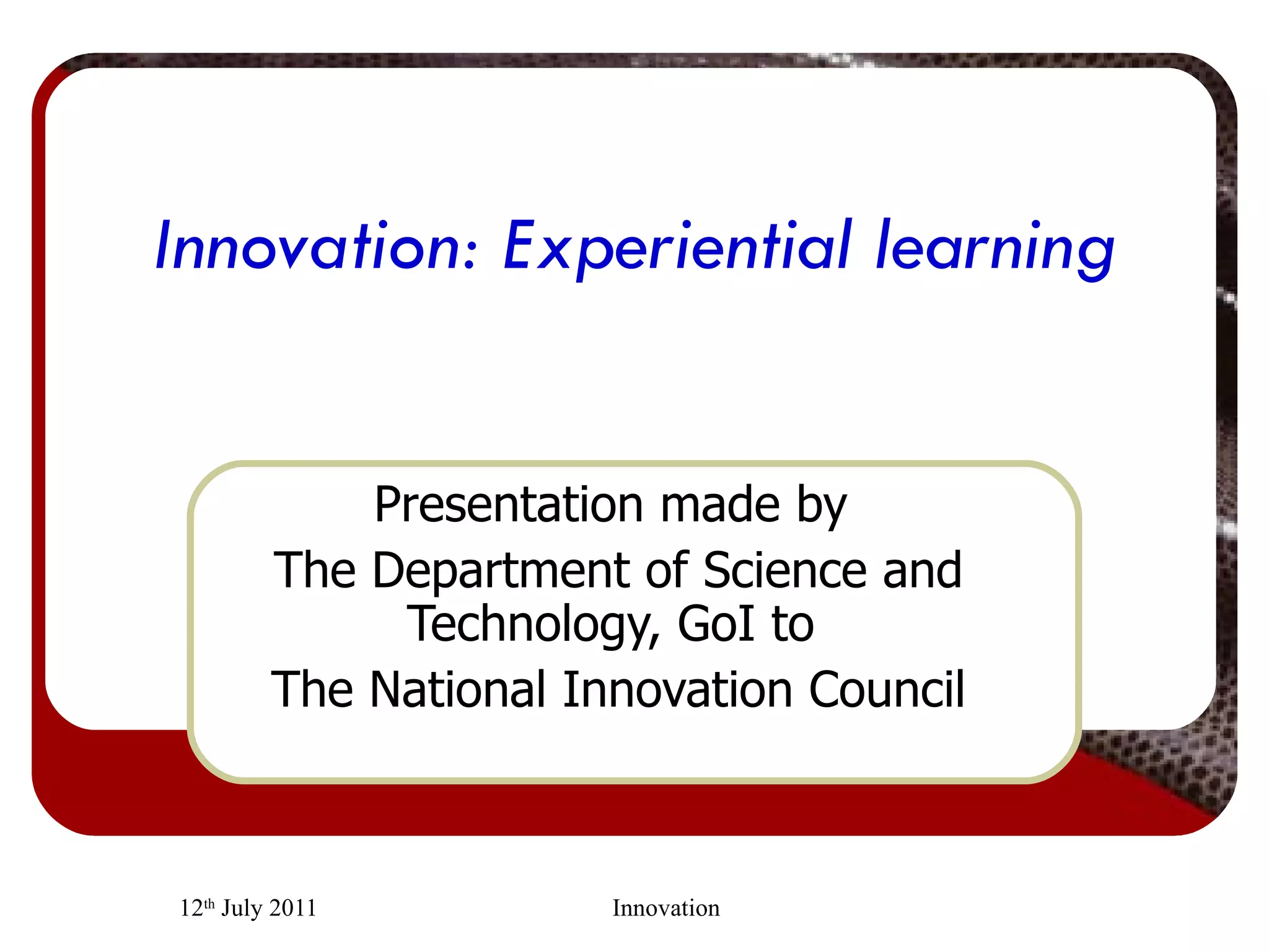 Innovation Department of Science & Technology | PPT