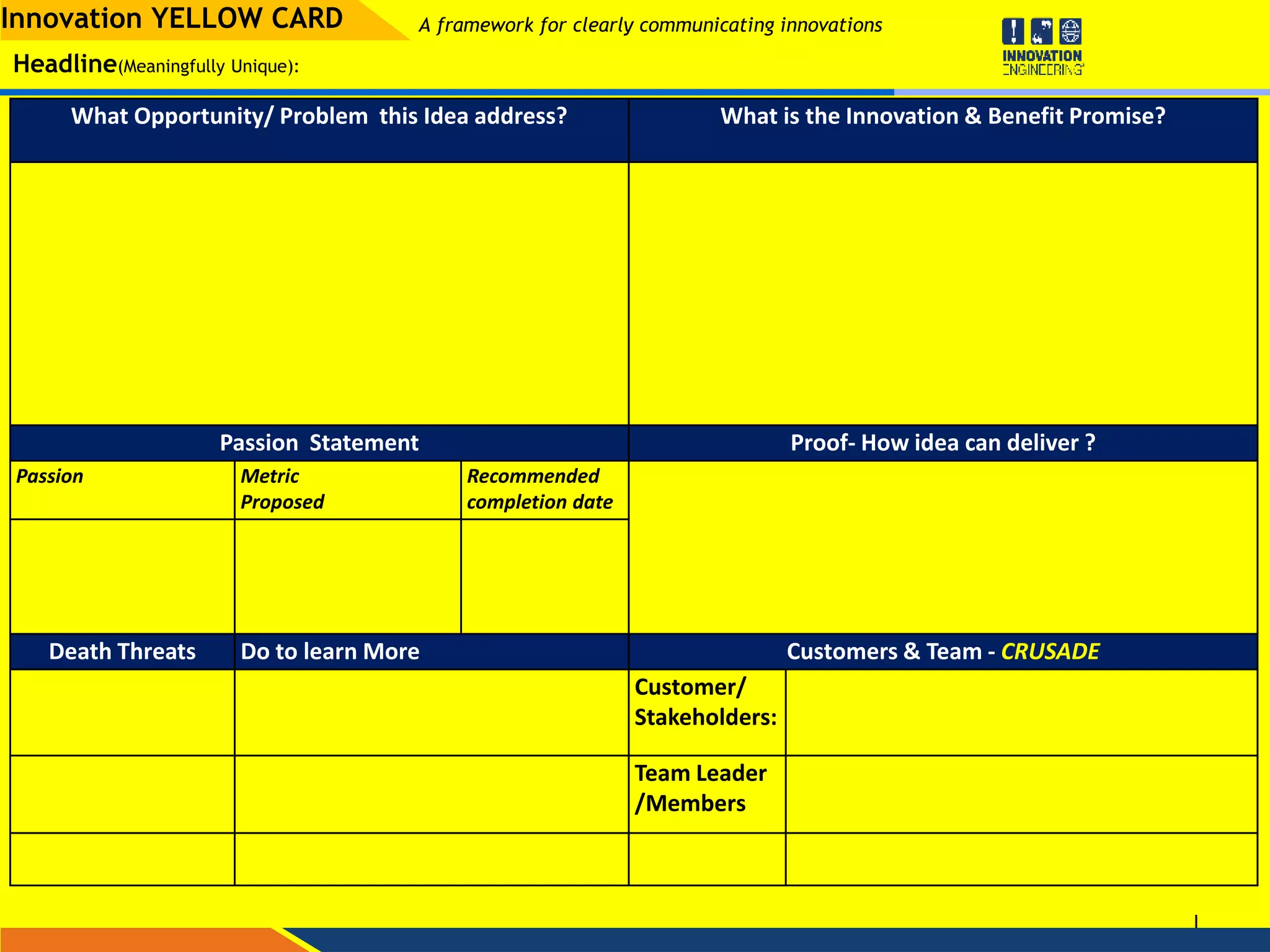 Innovation engineering-blue yellow cards | PPTX