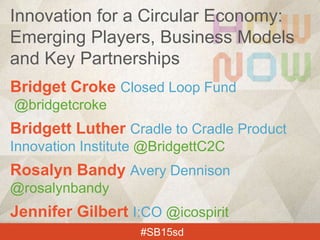 Innovation for a circular economy emerging players, business models and ...