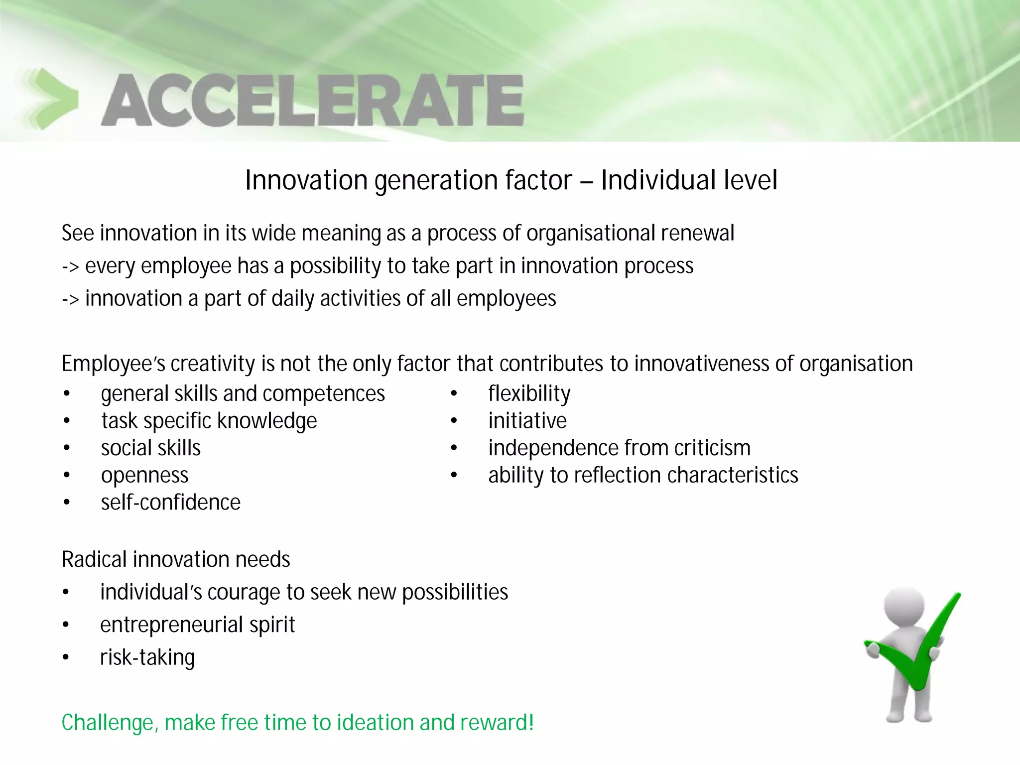 Innovation generation factors | PPT