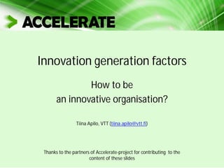 Innovation generation factors | PPT