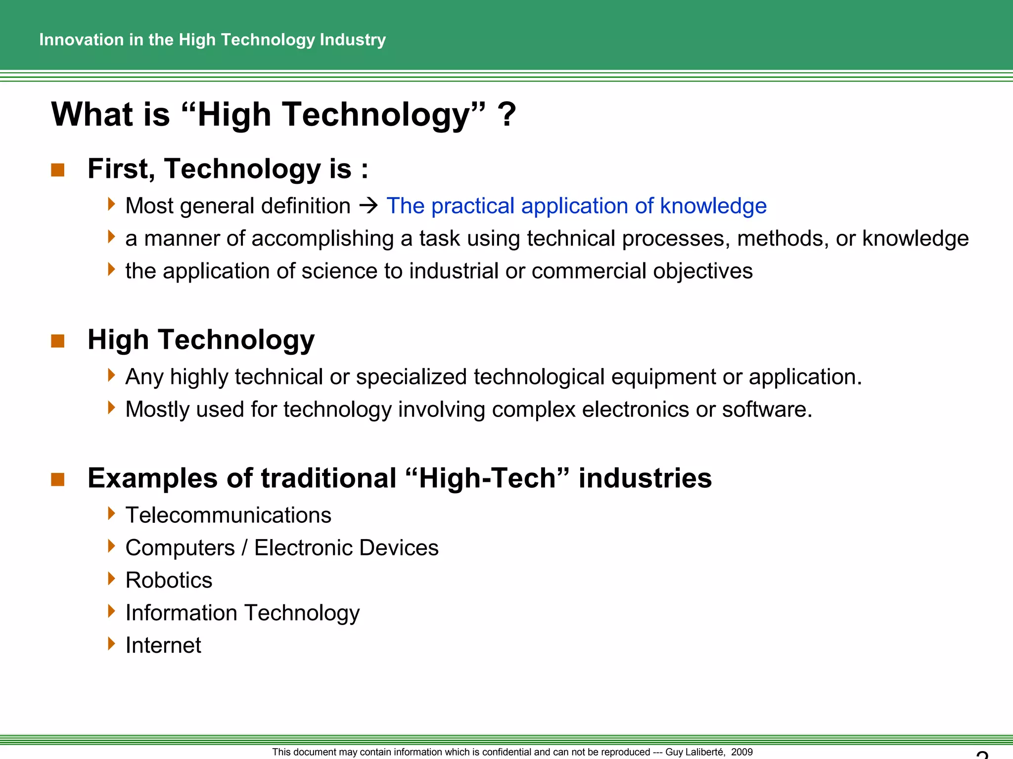 Innovation In High Technology (1/2) | PPT