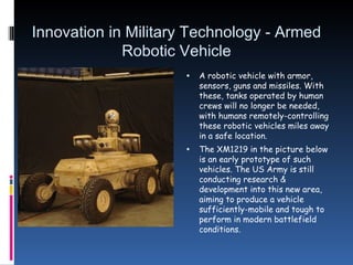 Innovation In Military Technology | PPT