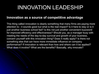 Innovation Leadership Part3 | PPT | Business Administration | Business