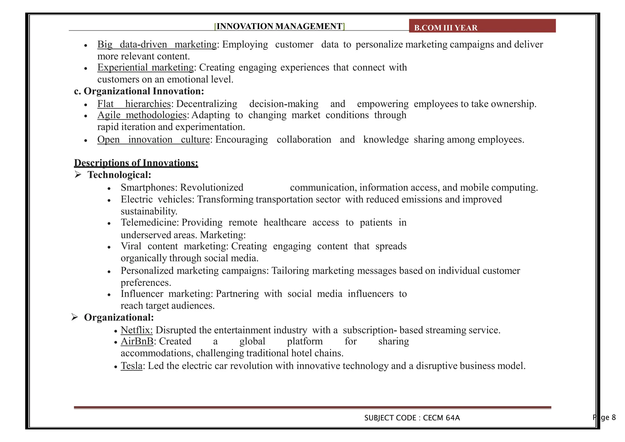 INNOVATION MANAGEMENT III BCOM (UNIT I ).pptx