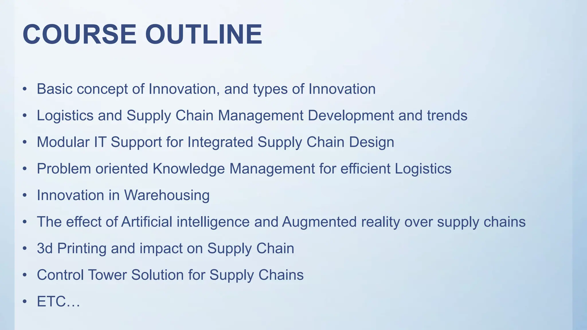 INNOVATION MANAGEMENT IN SUPPLY CHAIN LOGISTICS MANAGEMENT - Lecture 1.pptx