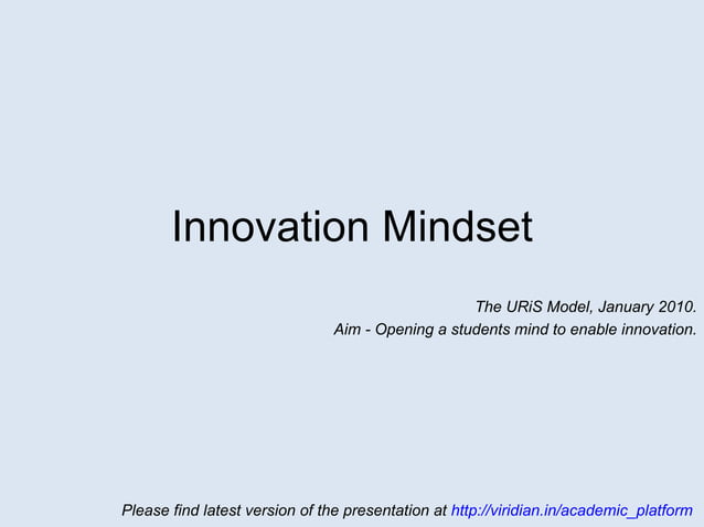 Innovation Mindset | PPT | Business | Business and Finance