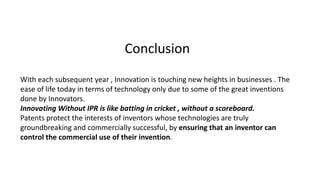 Technology Business Incbution and IPR | PPT