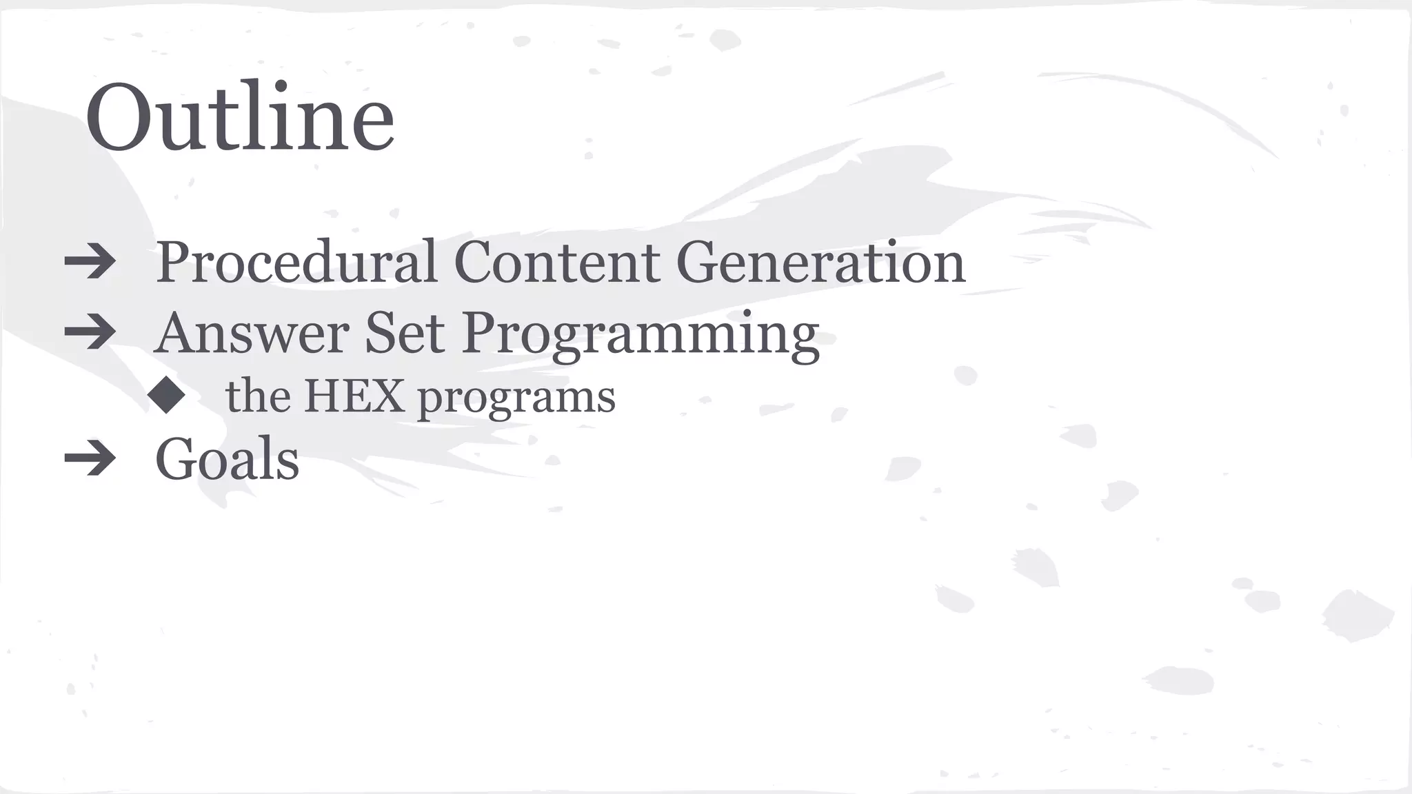 Project Pitch: Answer Set Programming for Procedural Content Generation ...