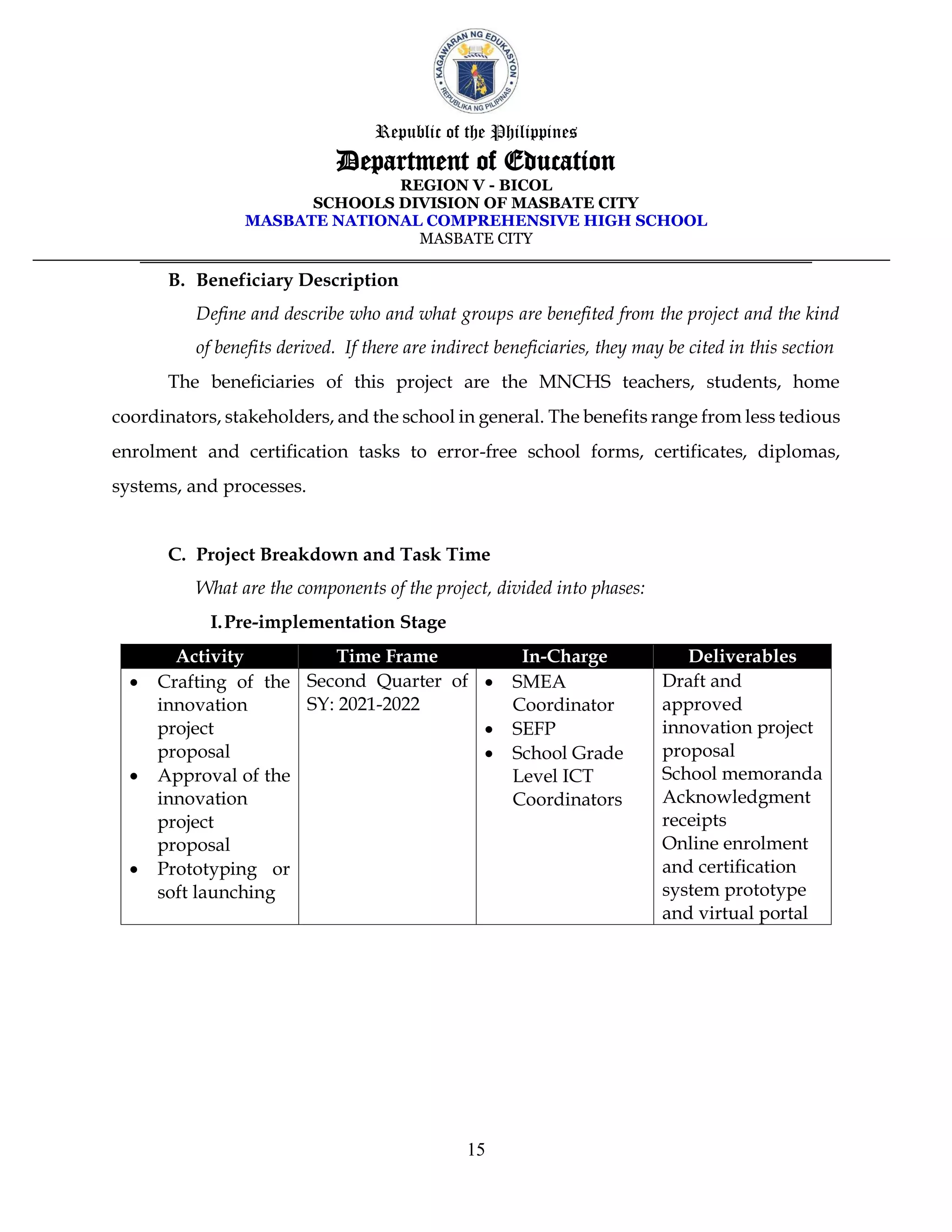 Innovation Project Proposal in DepEd - Super Draft | PDF