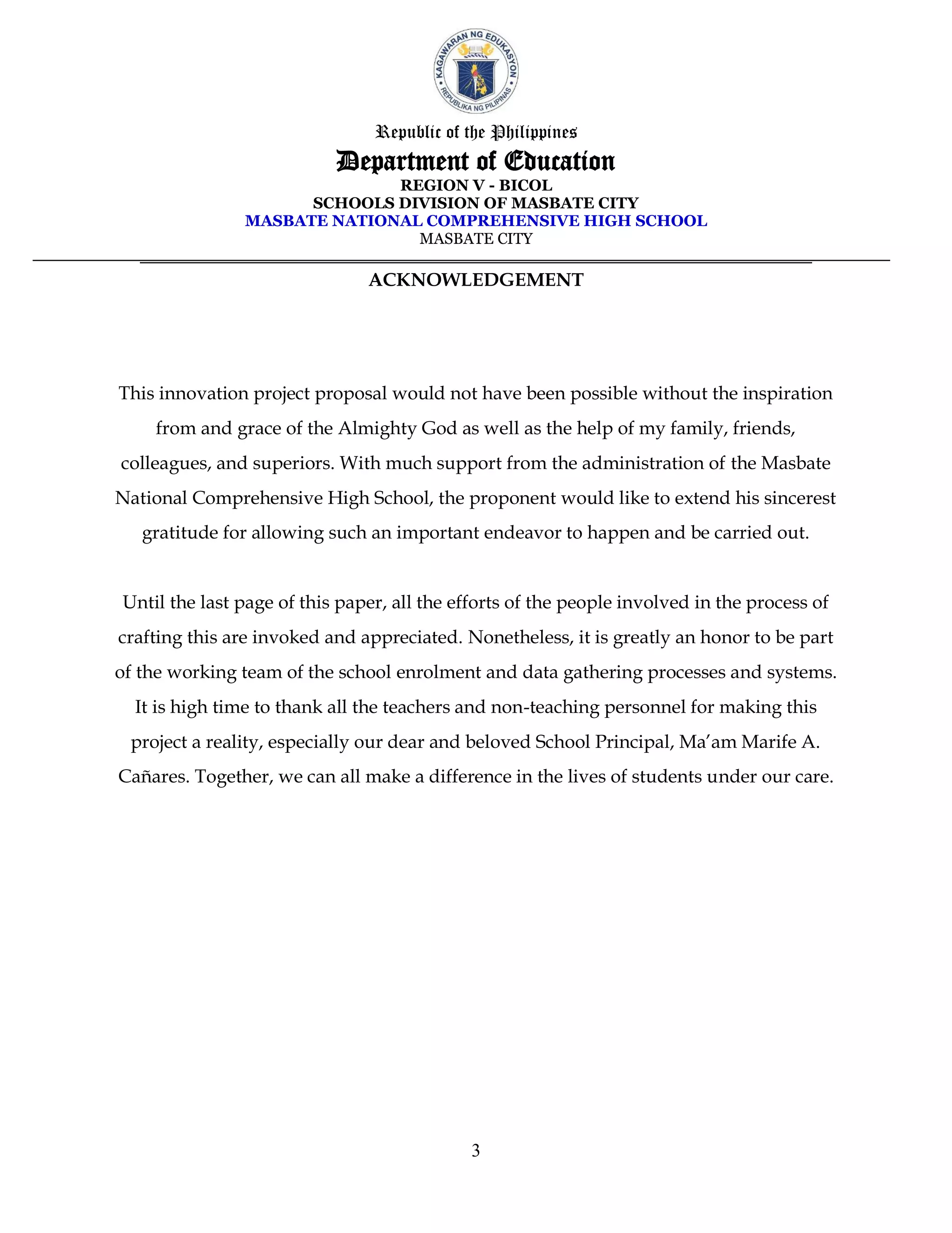 Innovation Project Proposal in DepEd - Super Draft | PDF