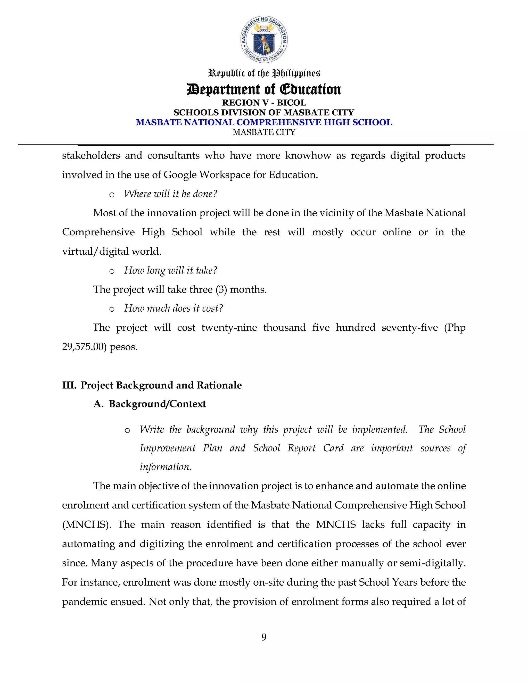 Innovation Project Proposal in DepEd - Super Draft | PDF