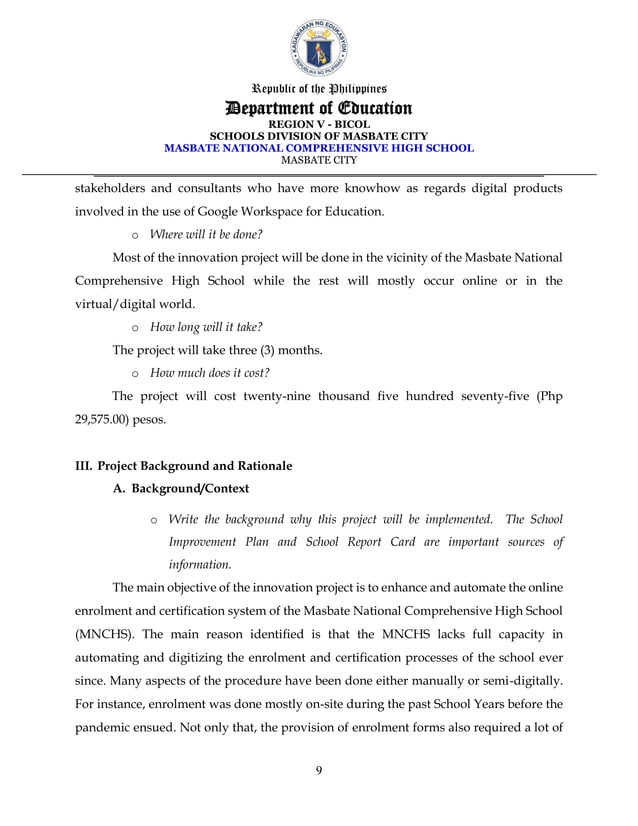 Innovation Project Proposal in DepEd - Super Draft | PDF