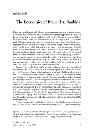 Innovations economics of branchless banking54 | PDF