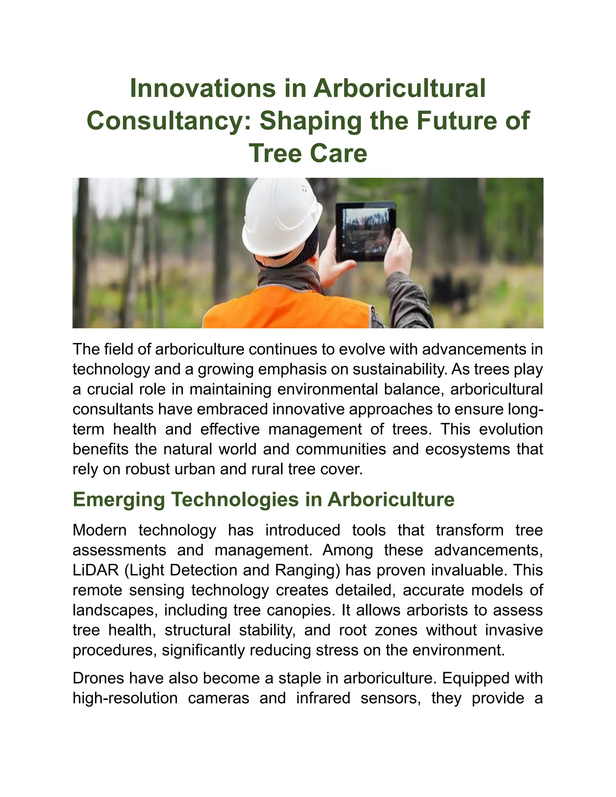 Innovations in Arboricultural Consultancy - Shaping the Future of Tree ...