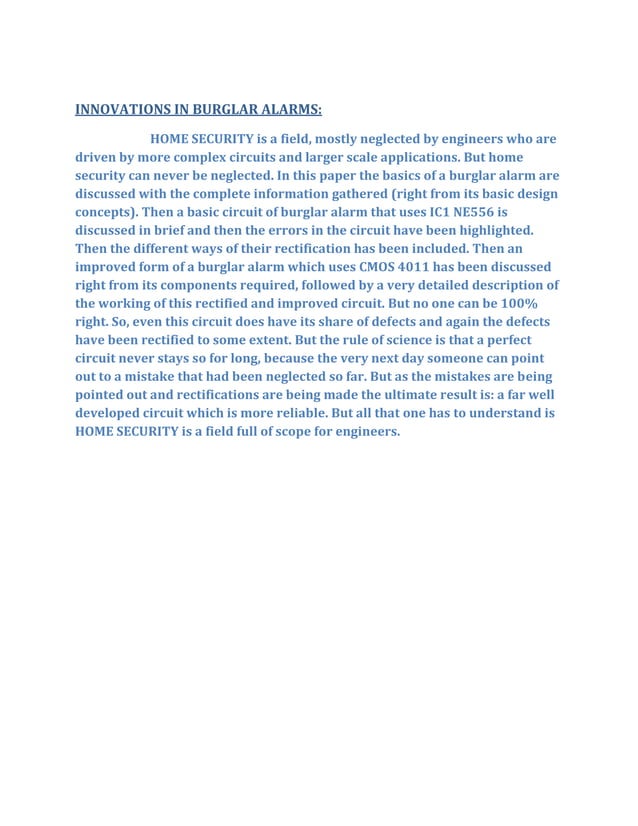 Innovations In Burglar Alarms Abstract(Ce) | PDF
