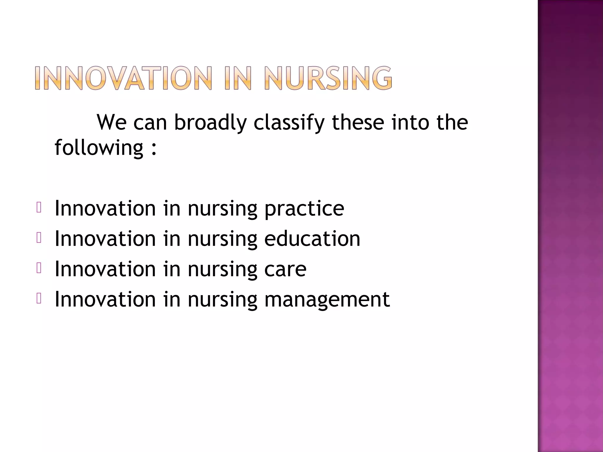 Innovations in nursing | PPT